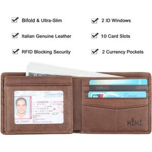 Bags | Mengenuine Leather Rfid Blocking Bifold Stylish Wallet With 2 Id ...